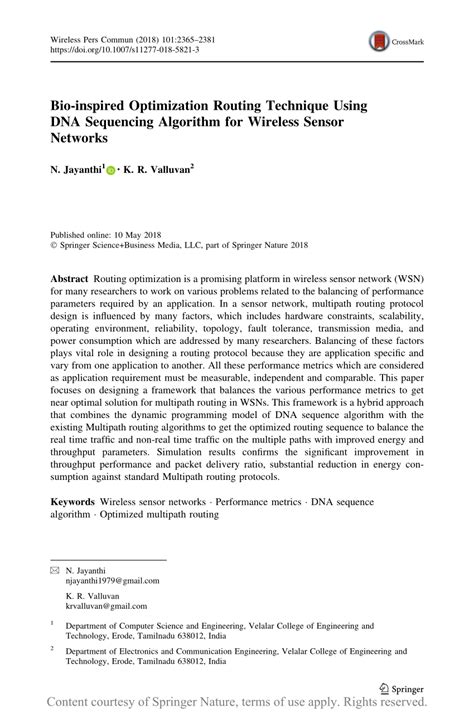 Bio Inspired Optimization Routing Technique Using Dna Sequencing