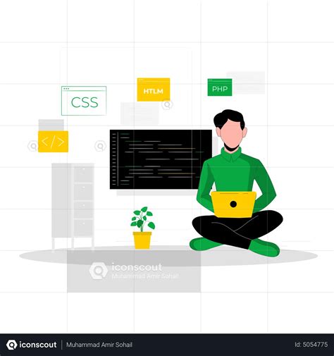 Best Male Web Developer Working With Css Language Illustration Download In Png And Vector Format