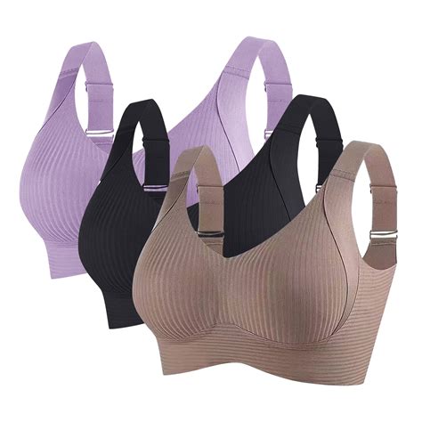 Ainiys 3pc Sleep Bras Soft Cup Bra Wireless Workout Gym Bra Cooling