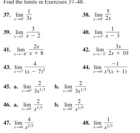 answered find the limits in exercises 37 48 5 38 lim 37 lim x→0 3x