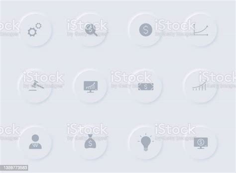 둥근 고무 버튼에 비즈니스 회색 벡터 아이콘 웹 모바일 앱 Ui 디자인 및 프로모션 비즈니스 폴리그래피용 비즈니스 아이콘 설정 0명에 대한 스톡 벡터 아트 및 기타 이미지