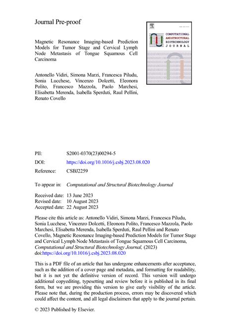 Pdf Magnetic Resonance Imaging Based Prediction Models For Tumor