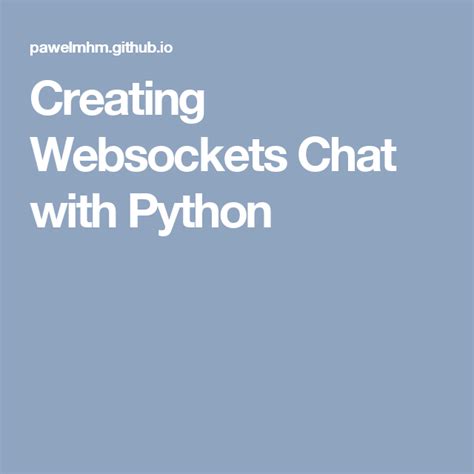 Creating Websockets Chat With Python