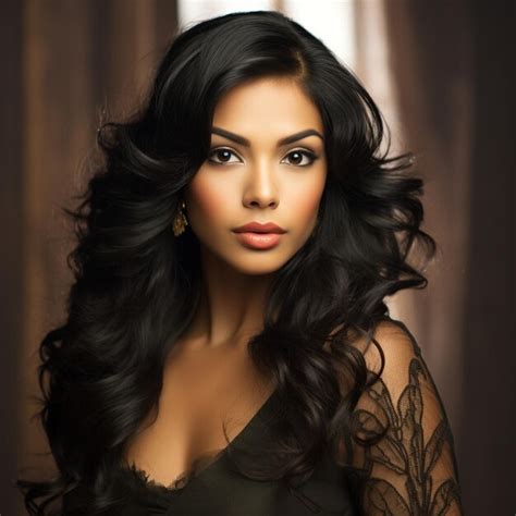 Premium Photo Beautiful Latino Woman Black Silky Hair