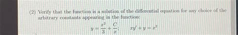 Solved 2 ﻿verify That The Function Is A Solution Of The