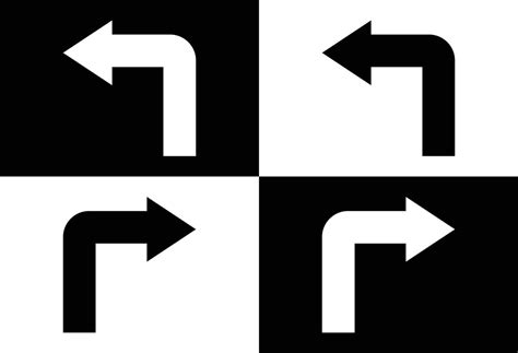 Right And Left Turn Arrow Icons On Black And White Background 56203323
