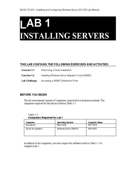 Lab 1 Installing Servers Download Free Pdf Microsoft Windows