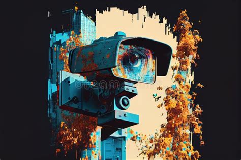 Digital Glitch Effect On A Surveillance Camera With The Footage Being
