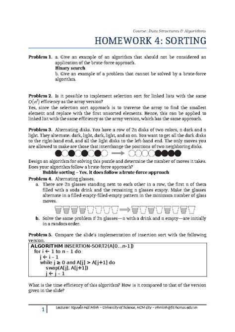 Data Structures And Algorithms Cs101 Hw04 Sorting Problems And Solutions