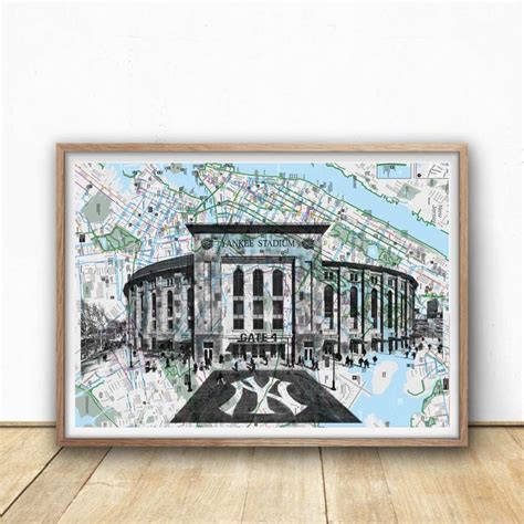 Nyc Subway Map Print Handmade Silk Screen Printing Yankee Stadium Bw