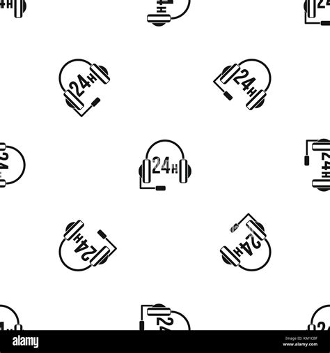 Support 24 Hours Pattern Seamless Black Stock Vector Image And Art Alamy