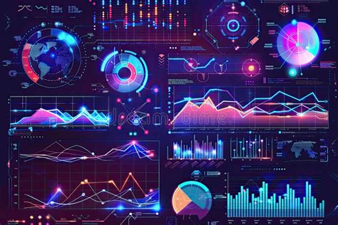 Neon Futuristic Data Visualization Graphics Stock Illustration Illustration Of Strategy