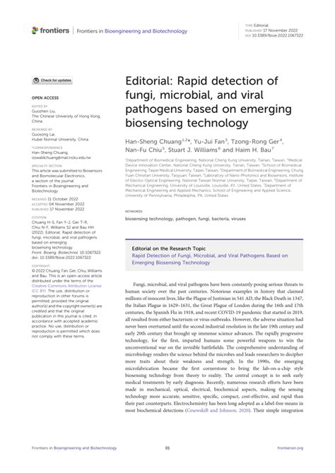 Pdf Editorial Rapid Detection Of Fungi Microbial And Viral Pathogens Based On Emerging
