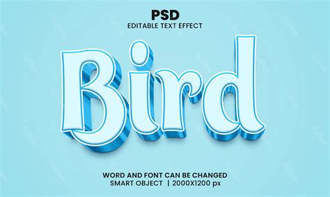 Bird Blue Crystal 3d Text Effect Photoshop Premium Psd File