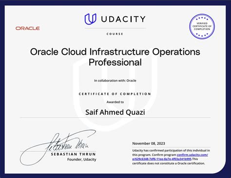 Im Happy To Share That Ive Obtained A New Certification Oracle Cloud… Saif Ahmed Quazi