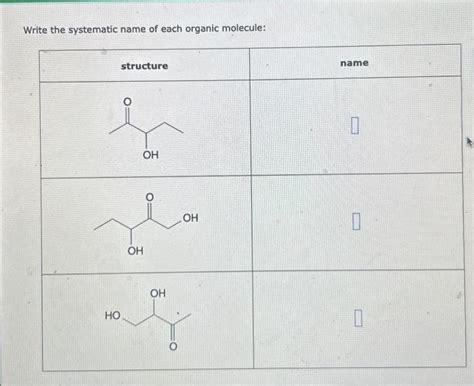 Solved Write The Systematic Name Of Each Organic Molecule Chegg Com