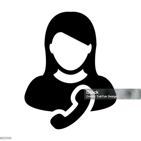 전화 아이콘 벡터 여성 사용자 사람 프로필 아바타 기호 평면 색 문양 그림에 접촉 및 통신 서비스에 대 한 It 지원에 대한 스톡 벡터 아트 및 기타 이미지 Istock