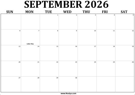 2026 September Calendar With Holidays
