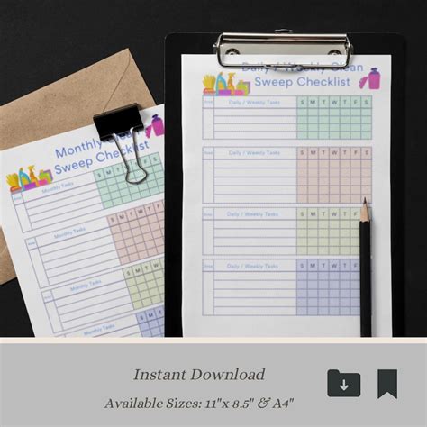 Editable Daily Weekly Monthly Cleaning Planner Checklist Cleaning