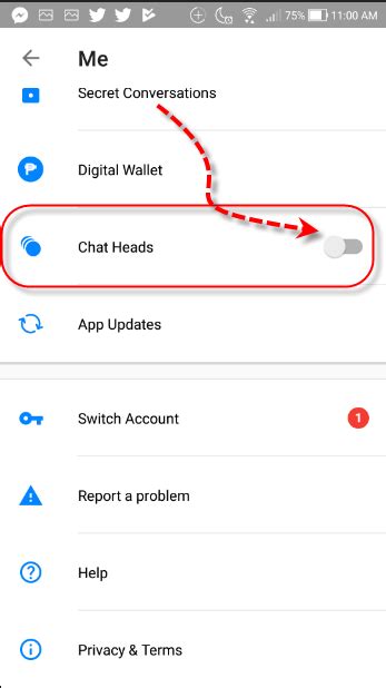 how to disable facebook messenger chat heads on android