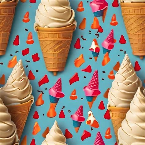 Premium Photo Cone Ice Cream Pattern Ai Generate