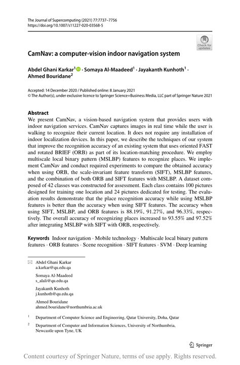 Camnav A Computer Vision Indoor Navigation System Request Pdf