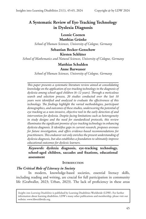 Pdf A Systematic Review Of Eye Tracking Technology In Dyslexia Diagnosis
