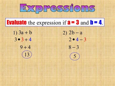 Evaluating Algebraic Expressions