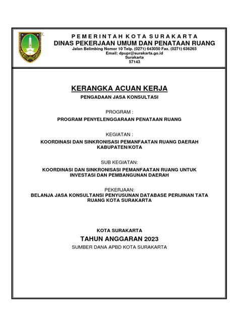 Kak Penyusunan Database Perijinan Tata Ruang Kota Ska Pdf