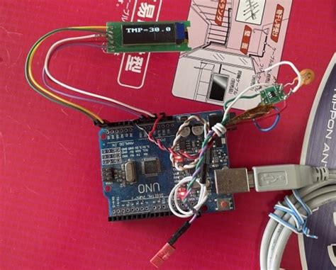 arduinounoと温度 s 5851でoled温度計 arduino al12832awwb arduinouno qiita