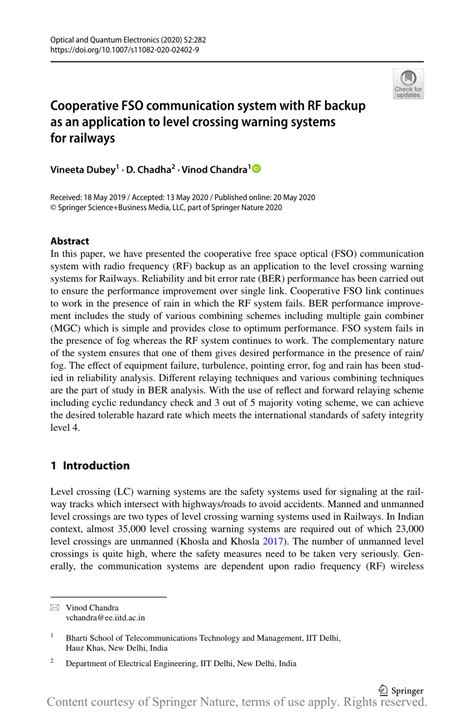 Cooperative Fso Communication System With Rf Backup As An Application