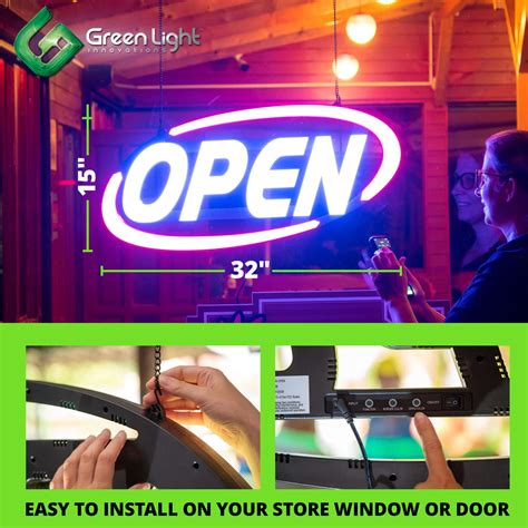 Bluetooth App Enabled Led Open Sign Green Light Innovations 1 Usa