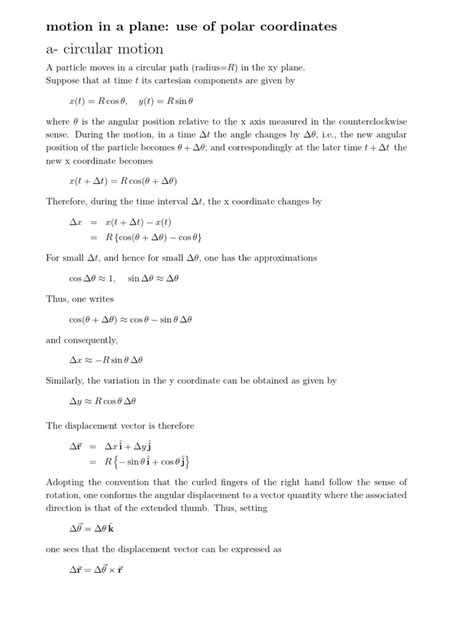 Motion In Polar Coordinates Pdf Acceleration Velocity