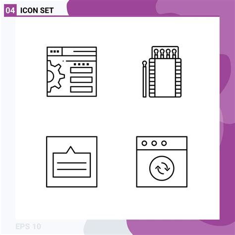 4 User Interface Line Pack Of Modern Signs And Symbols Of Design Layout Matches Bonfire Popup