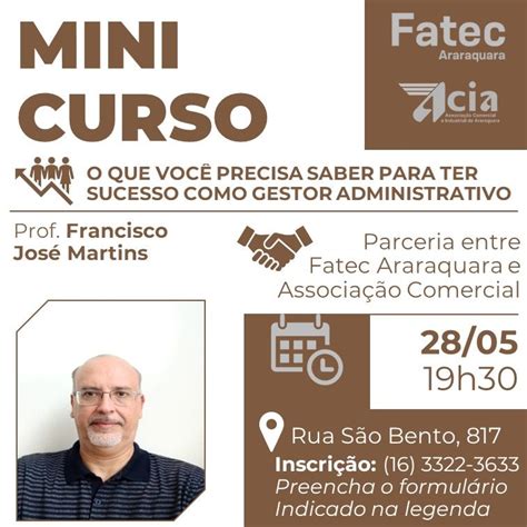 fatec araraquara oferece o minicurso gratuito “sucesso no setor