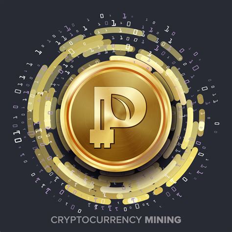 Mining Peercoin Cryptocurrency Vector Golden Coin Digital Stream