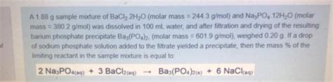 Solved 51 A 188 G Sample Mixture Of Bacl22h20 Molar Mass