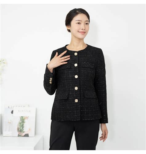 모슬린 엄마옷 트위드 라운드 버튼자켓 중년여성의류50대60대마담빅사이즈할머니 티몬