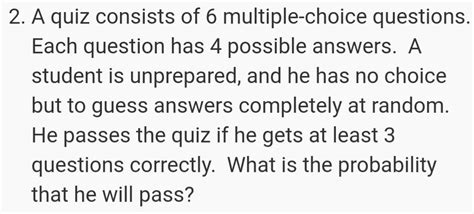 Solved 2 A Quiz Consists Of 6 Multiple Choice Questions