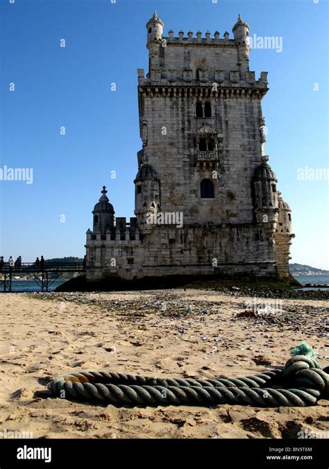 Tower Of Belem At Waterfront Of The Tagus High Resolution Stock