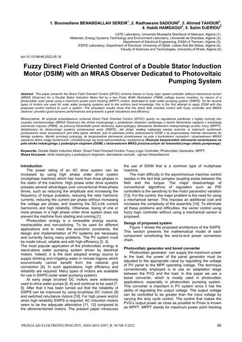 Pdf Fuzzy Direct Field Oriented Control Of A Double Stator Induction