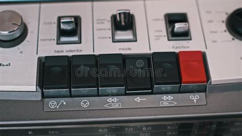Pressing Play Button On Vintage Cassette Deck Stock Video Video Of