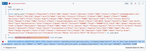 Using Parsejson And Explode To Flatten Data Returns Datatypemismatch