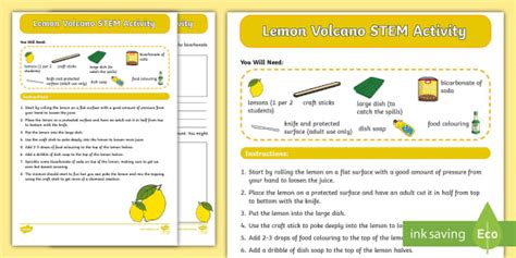 Lemon Volcano Stem Activity F 2 Stem Resources Twinkl