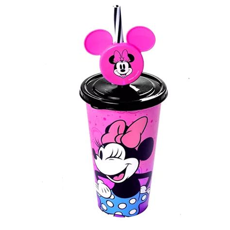 Copo Com Canudo Refri Minnie Rosa 500ml 1 Unidade Lembrancinha Rappi