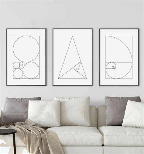 Golden Ratio Wall Art Fibonacci Spiral Posters 3 Pcs Etsy