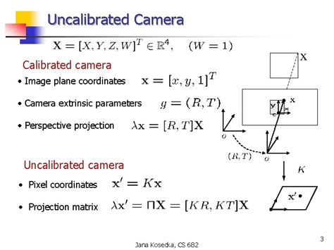 Uncalibrated Camera Calibrated Coordinates Linear Transformation Pixel