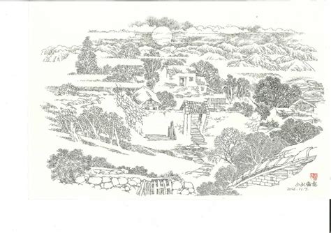 临海美景简笔画 乡村美景简笔画简单 大山谷图库