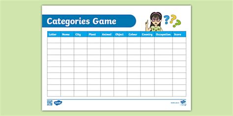 Categories Game Editable Twinkl