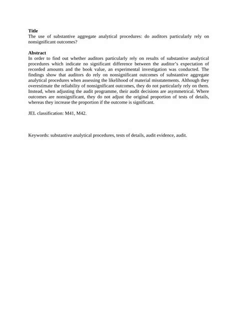 Pdf Eaa Analytical Audit Procedures Dokumen Tips